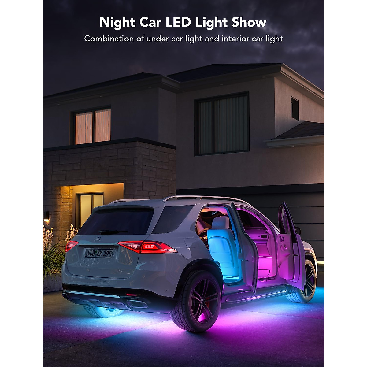 Govee Car Underglow Lights, 8 pcs RGBIC Under Car Lights with 16 Million Colors and 45 Scene Modes, Exterior Car Lights with App Control, 3 Music Modes LED Lights for Cars, SUVs, Trucks, DC 12-24V