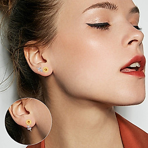 ONEFINITY Sunflower Earrings Sterling Silver Sunflower Stud Earrings for Women