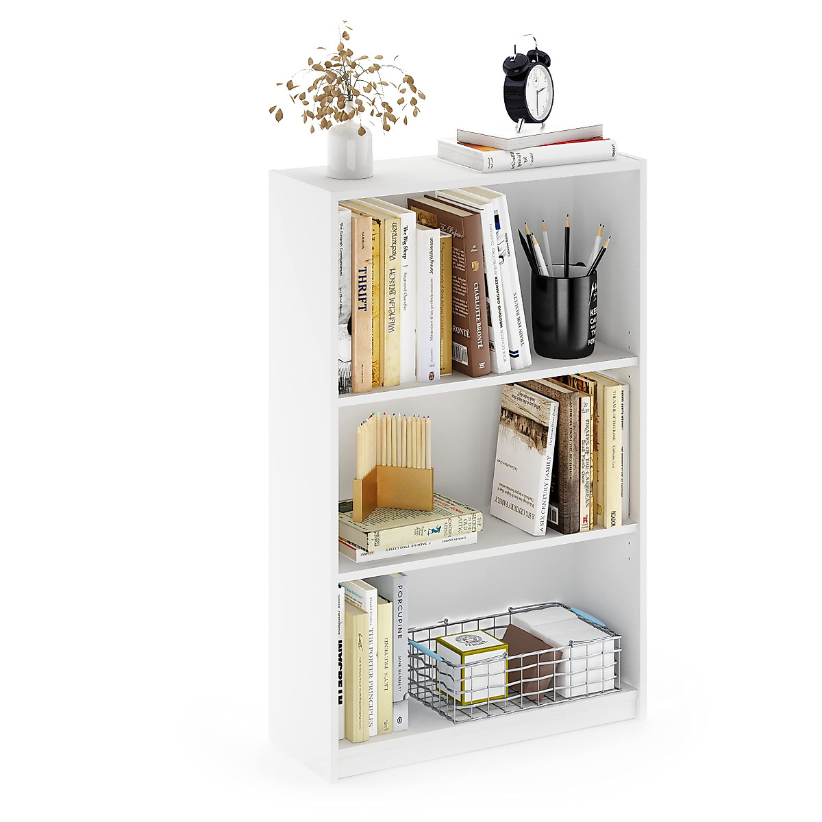 FURINNO JAYA Simple Home 3-Tier Adjustable Shelf Bookcase, White