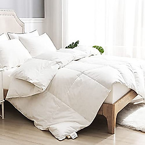 APSMILE Organic Feathers Down Comforter California King, All-Seasons Duvet Insert, 100% Cotton and Goose Feathers Down Medium Warm Quilted Bed Comforter Insert (104x96, Ivory White)