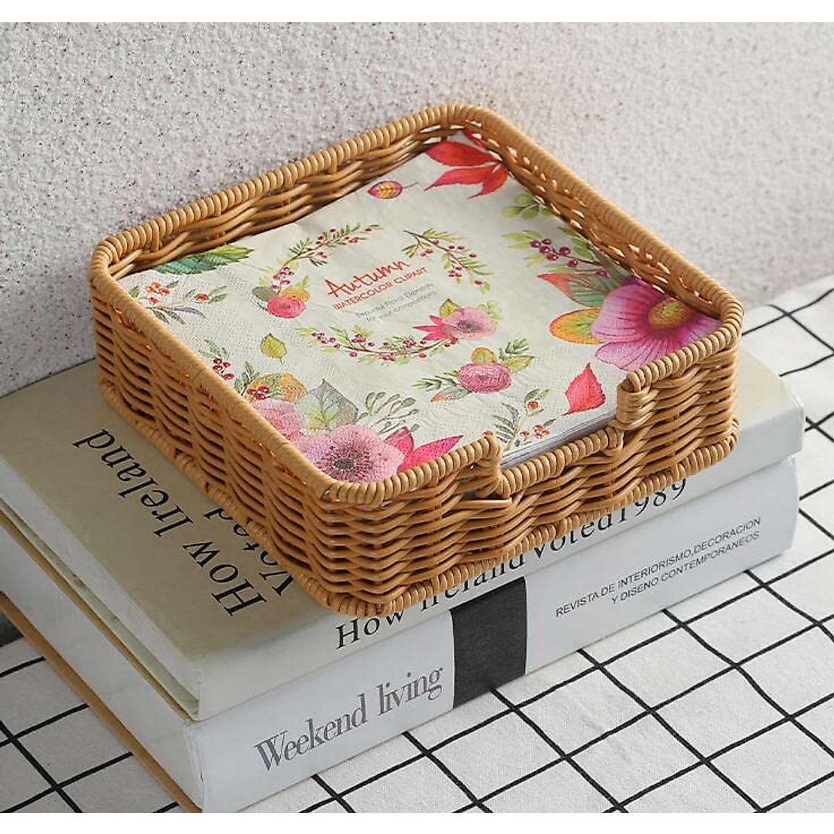 123Arts 2pcs Square Napkin Holders, Plastic Table Paper Towel Holders for Restaurant Home Decor,7.4 Inches