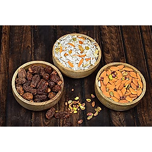 Samhita Mango Wood Round bowl Perfect for Nuts, Candy, Appetizer, Snacks, Olive and Salsa. Looks Absolutely Beautiful With Your Kitchen Setting. (5" x 5" x 2")