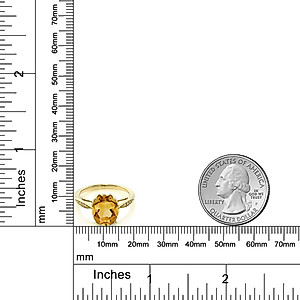 Gem Stone King 14K Yellow Gold 10X8MM Oval Gemstone Birthstone and White Diamond Engagement Ring | Wedding Anniversary Promise Gold Ring For Women | Size 5,6,7,8,9