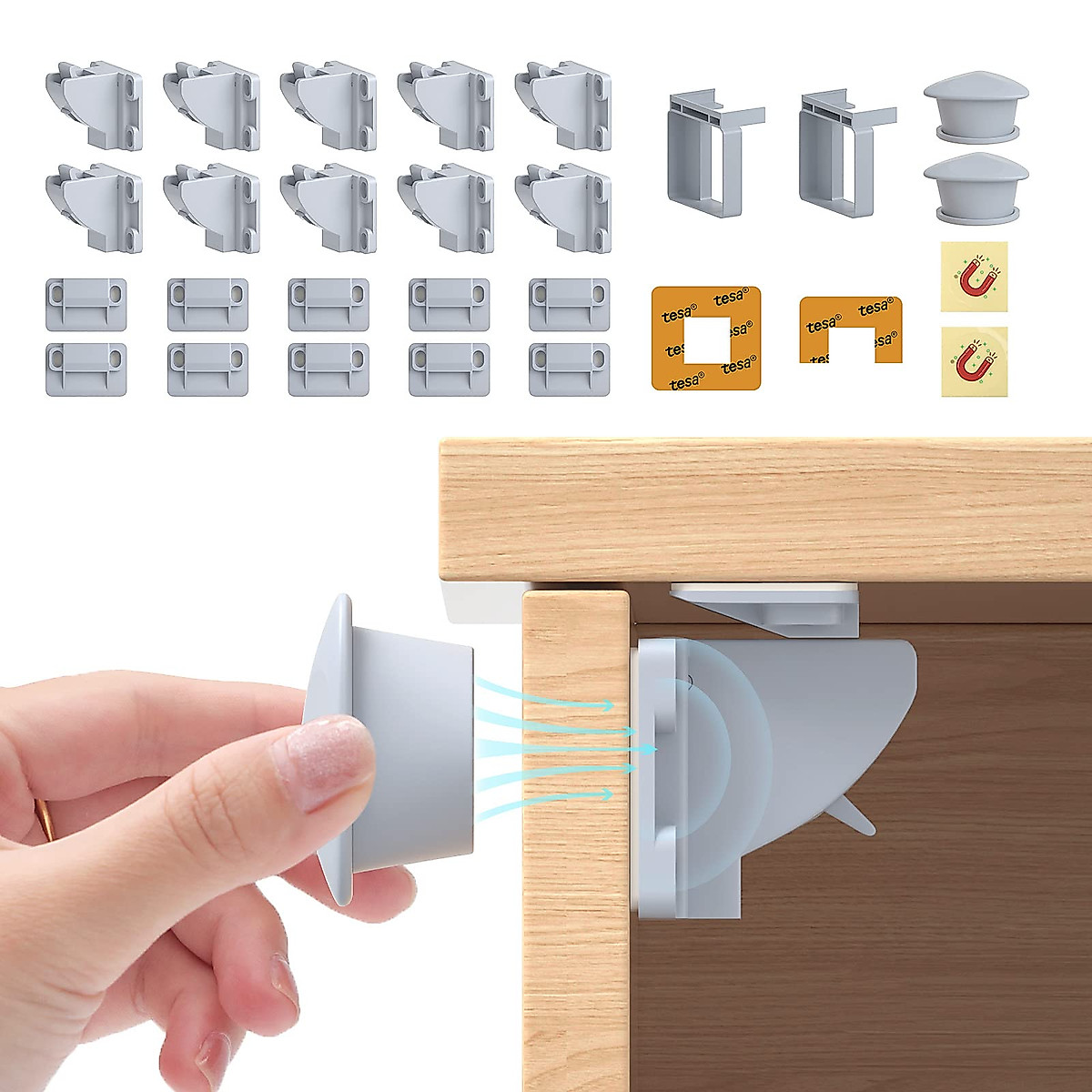 Magnetic Cabinet Locks (10 Locks 2 Keys), Cabinet Locks for Babies, Baby Proofing & Child Safety by TYRY.HU, Baby Proofing Cabinets, Fit Most Cabinets and Drawers No Screws or Tools Needed(10Locks)