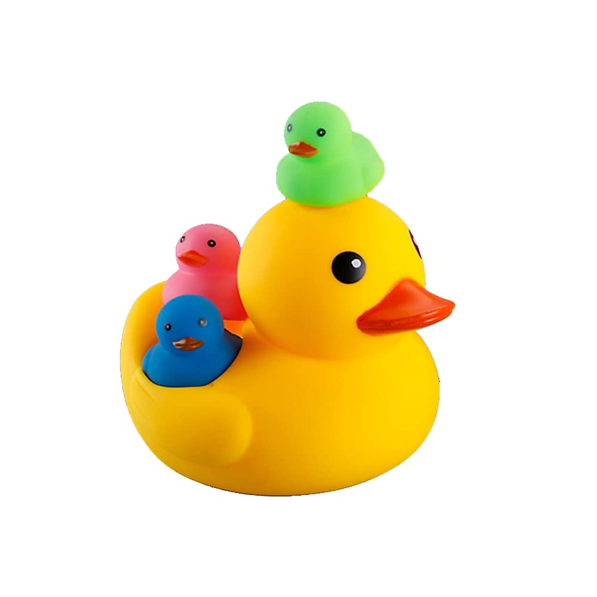 Bath Duck Toys 4 Pcs Colorful Rubber Duck Family Squeak Ducks Baby Shower Toy for Toddlers Boys Girls (Colorful Duck Family)