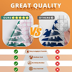 HTVRONT Transfer Tape for Vinyl -12" x 16 FT w/Red Alignment Grid Transfer Paper, Medium Tack Vinyl Transfer Tape for Permanent Vinyl for Cricut Signs Stickers Decals Walls Doors & Windows