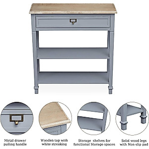 Kinfant Console Entryway Table with Storage - Gray Console Table with Drawer and Storage Shelf, Wood Sofa Table for Living Room Bedroom Hallway