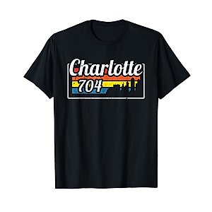 Vintage Charlotte City Skyline 704 State Of North Carolina T-Shirt