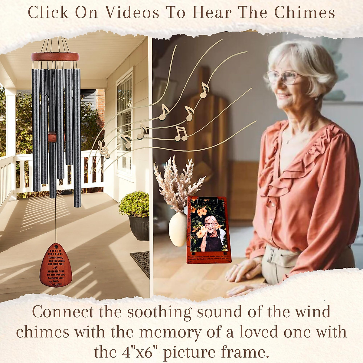 Sympathy Wind Chimes for Loss of A Loved One, Memorial Wind Chimes, Memorial Gifts for Loss of Mother or Father, Sympathy Gift, WindChimes in Memory of A Loved One, Funeral Gifts Bereavement (Black)