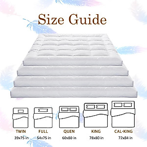 WhatsBedding Duck Feather Bed Mattress Topper King Size, 100% Cotton Memory Foam Mattress Topper, 2500GSM Overfilled Pillow Top, Hotel Collection Mattress Topper, 78x80x4.5 in