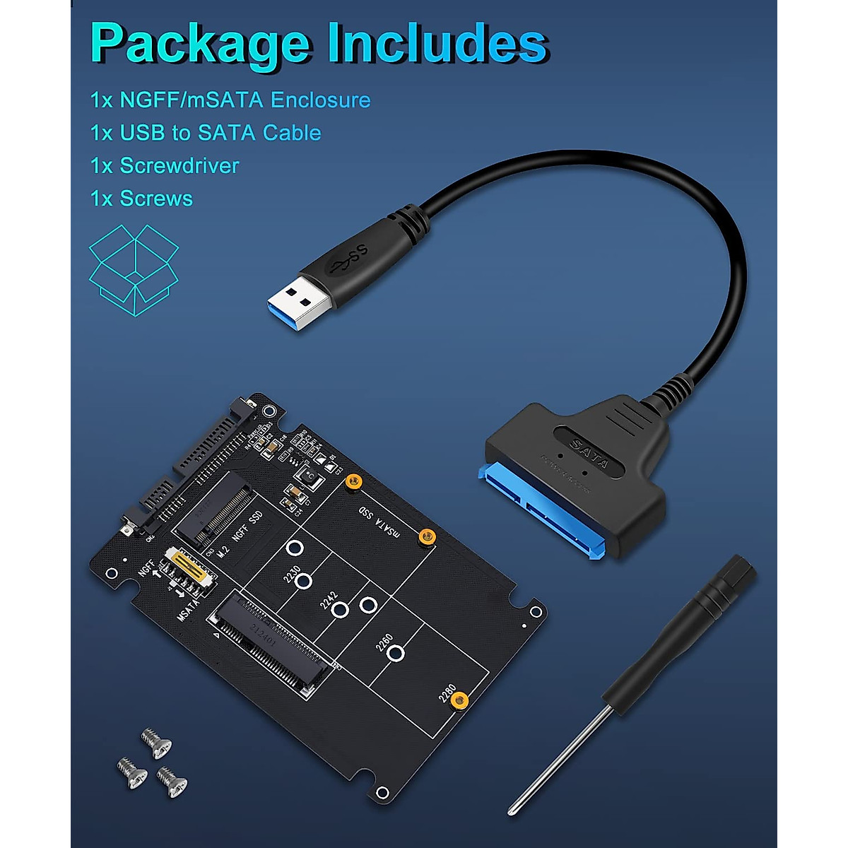 ZEXMTE M.2 NGFF or mSATA to USB 3.0 Adapter 2-in-1 NGFF or mSATA Converter Reader Card with SATA Cable Converter as Portable Flash Drive External 2.5 inch Hard Drive,Support SATA NGFF B/B+M Key SSD