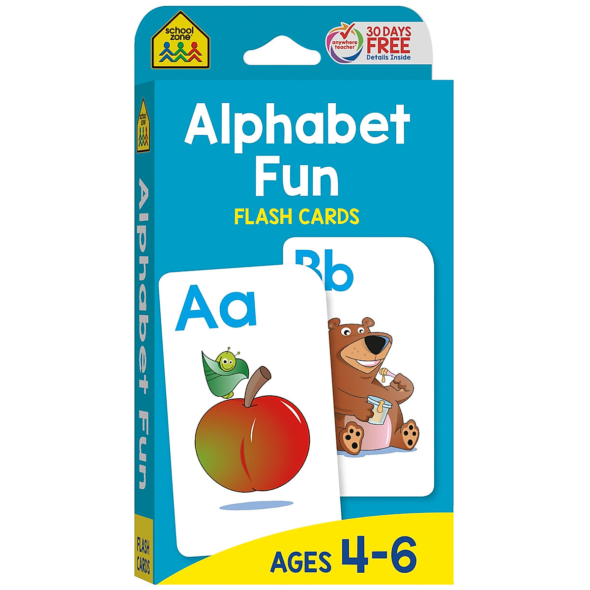 School Zone - Alphabet Fun Flash Cards - Ages 4 to 6, Preschool to Kindergarten, ABCs, Uppercase and Lowercase Letters, Spelling, and More