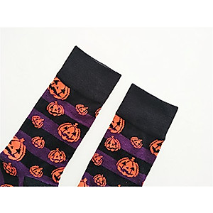 SherryDC Men's Halloween Pumpkins Bats Novelty Fun Crew Length Casual Dress Socks 2-Pack,One Size