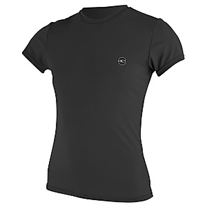 O'Neill Wetsuits Womens Basic Skins Upf 30 + Short Sleeve Sun Shirt, Black, X-Large