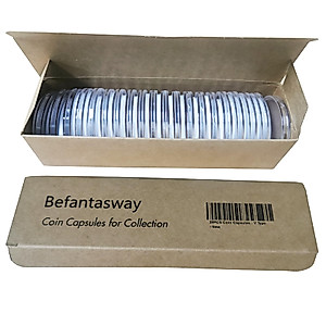 20 Pcs Clear Plastic Coin Capsules, Coin Collection Case of 5 Size with Adjustable Gasket for Coin Collection American Silver Eagle Liberty Coin &JFK Half Dollar &Bitcoin | 19/21/25/30/40mm