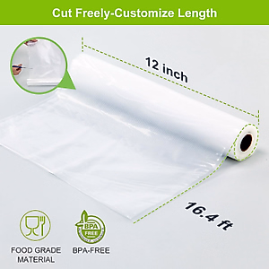 MAGIC SEAL Vacuum Sealer Bags, 3 Rolls 12’’ × 16.4’ Textured Vac Seal Bags for Food Storage or Sous Vide, BPA Free, Commercial Grade - NOT Work with MAGIC SEAL MS175 Vac Sealers