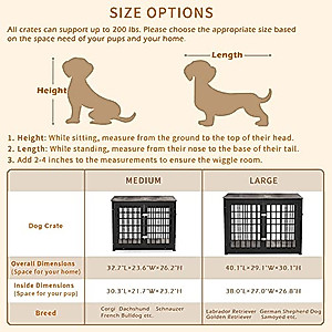 rehomerance Heavy Duty Dog Crate Furniture for Large and Medium Dogs, Decorative Pet House End Table, Wooden Cage Kennel Furniture Indoor, Gray