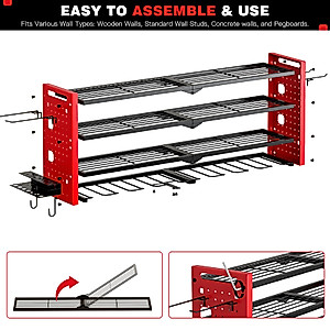 NattyDot Power Tool Organizer Wall Mount,Cordless Drill Organizer,4 Layers Large Capacity Tool Rack with 8 Drill Holders (RED)