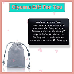 Engraved Wallet Inserts Card,Long Distance Couples Gift for Boyfriend,Long Distance Gift,Metal Wallet Love Note Card for Him Her,Military Deployment Gift for Husband Christmas Birthday Gift for Men