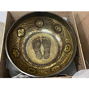 21 Inch Diameter Extra Large Standing Singing Bowl - Foot Carved Singing Bowls - Sound Therapy -Meditation -Yoga Session - Big Healing Bowls