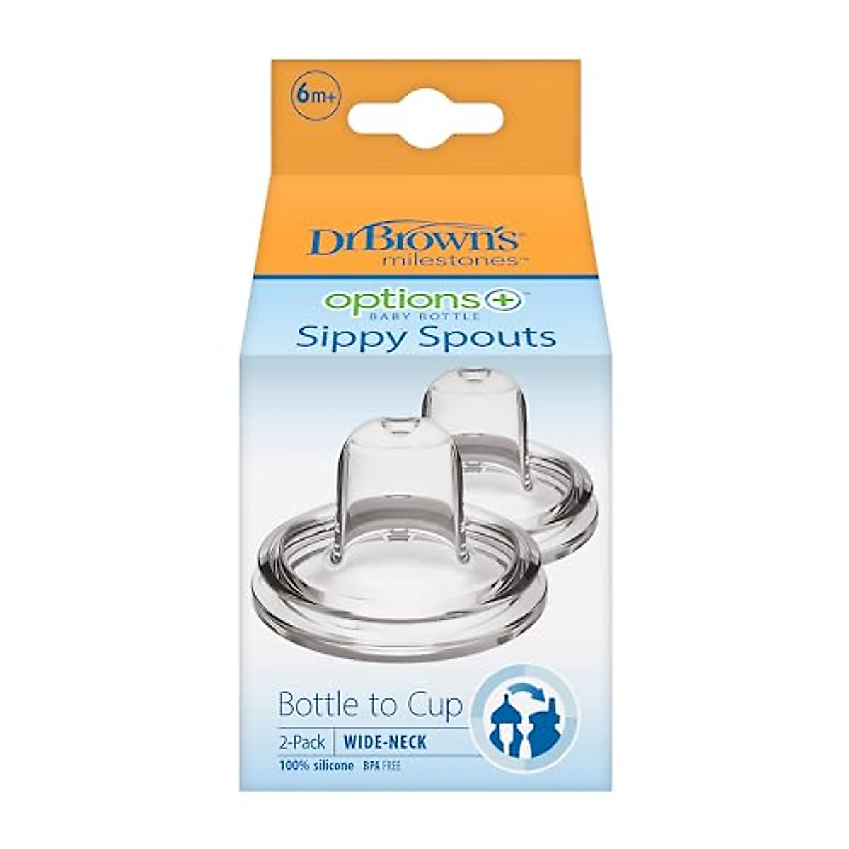 Dr. Brown's Options+ Wide-Neck Baby Bottle Sippy Spout, 2Count