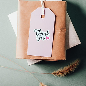 Thank You Stickers - Roll of 500 Labels with Pink Hearts - Cute Mailing Envelope Seals -Small Business Shipping Supplies - Packaging Orders with Poly Mailers and Boxes