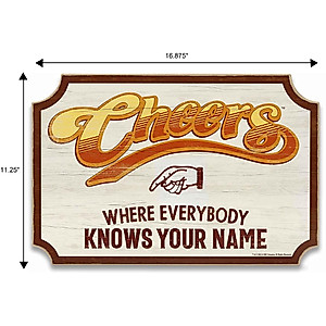 Open Road Brands Cheers Where Everybody Knows Your Name Wood Wall Decor - Fun Cheers Sign for Home Decorating