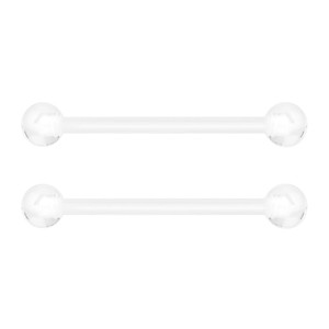 Forbidden Body Jewelry Clear Piercings, Clear Piercings for Work, 14G 19mm Hospital Grade PTFE Flexible Piercing Retainers for Pregnancy, MRI, Surgery & More (4mm Acrylic Balls), Sold as Pair