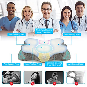 NPET Cervical Pillow for Neck Pain Relief, Hollow Design Ergonomic Memory Foam Pillow with Skin-Friendly Pillowcase, Adjustable Cervical Support for Side Back Stomach Sleepers