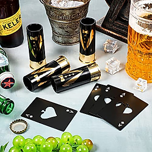 Groomsmen Tuxedo 12 Gauge Glasses Set with Poker Bottle Cap Opener Credit Card Size Bottle Opener Groomsmen Gifts Glasses for Wedding, Proposal, Birthday, Bridal Supplies(16 Pieces)
