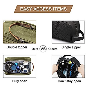 BAGSMART Toiletry Bag for Men, Canvas Travel Toiletry Organizer Dopp Kit Water-resistant Shaving Bag for Toiletries Accessories,Green-Large