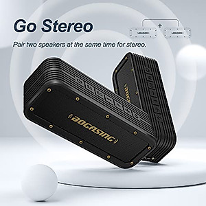 Bluetooth Speaker, BOGASING M4 Speaker with 40W Stereo HD Surround Sound, Deeper Bass, 24H Playtime, IPX7 Waterproof, Bluetooth 5.0 TWS Wireless Dual Pairing Portable Speaker for Home, Outdoor (Black)