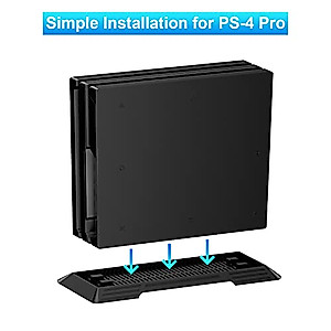 Younik Vertical Stand for PS-4 Pro, Built-in Cooling Vents and Non-Slip Feet Steady Base Mount for PS-4 Pro, Black