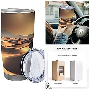 Sahara Desert Tumbler with Lid and Straw 20oz Stainless Steel Car Cup for Hot and Cold Drinks, Double Wall Insulated Travel Coffee Mug Reusable Drink Thermos Cup Birthday Gifts