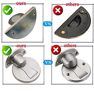 Magnetic Door Stopper, Invisible Magnetic Door Stop, Brushed Satin Nickel, No Need Drill with 3M Adhesive, Stainless Steel Floor Magnetic Door Catch Door Holder