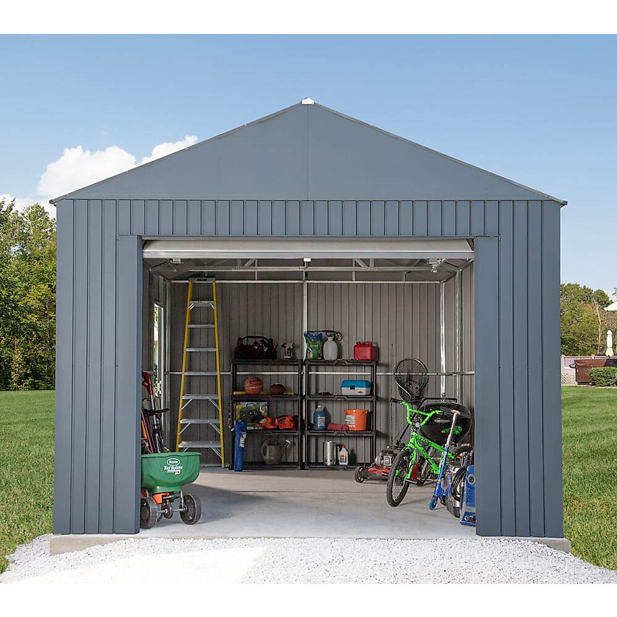 SOJAG GRC1215 Everest Wind & Snow Rated Steel Garage - 12 ft. x 15 ft. x 10 ft. Charcoal
