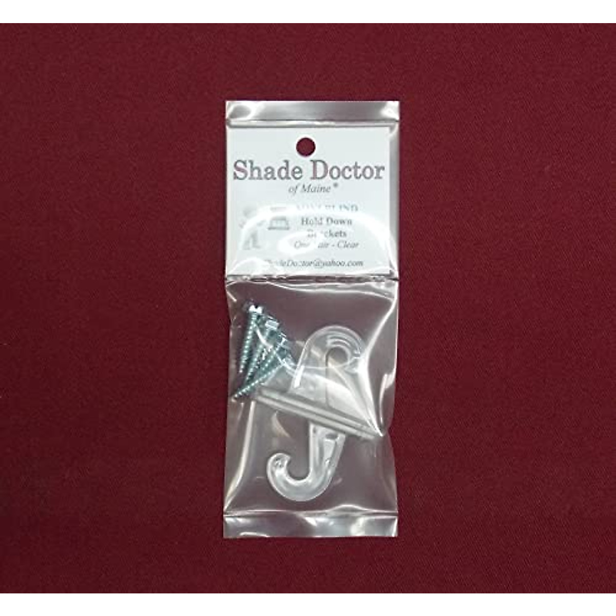 Shade Doctor of Maine 1" Mini Blind Clear Hold Down Hooks Brackets for Doors (One Pair)