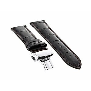 Ewatchparts 18MM LEATHER STRAP BAND COMPATIBLE WITH IWC AQUATIMER BIG PILOT PORTUGUES CLASP DARK BROWN