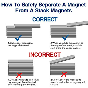 TRYMAG Neodymium Magnet, 6 Pack Strong Bar Magnets with Double-Sided Adhesive, Heavy Duty Metal Magnet Bar, Epoxy Coating Earth Magnets Perfect for Shower Door, Garage, Science, DIY - 60 x 10 x 3 mm