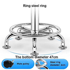 JHKZUDG PU Leather Round Rolling Stool,Esthetician Chair/Tattoo Stool Shop Stools with Wheels,with 360° Swivel and Height Adjustment,for Spa/Salon/Tattoo Work,Black