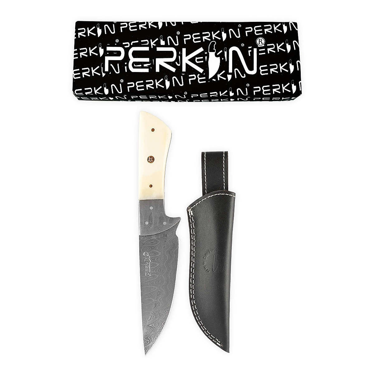Perkin 3200 Handmade Damascus Steel Hunting Knife with Sheath