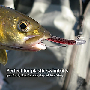 THKFISH 20Pcs Jig Head Bullet Bass Fishing Jig Head High Carbon Steel Offset Round Bend Fishing Hook for Bass Trout Freshwater Saltwater 20pcs #2/0-1/8oz(3g)