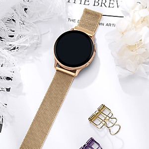 JKD Metal Band Compatible with Samsung Galaxy Watch 7 6 5 4 Bands 40mm 44mm, Galaxy Watch 6 Classic/4 Classic Band 42mm 46mm 43mm 47mm/Active 2, 20mm Stainless Steel Wristband Women Men, Rose Gold