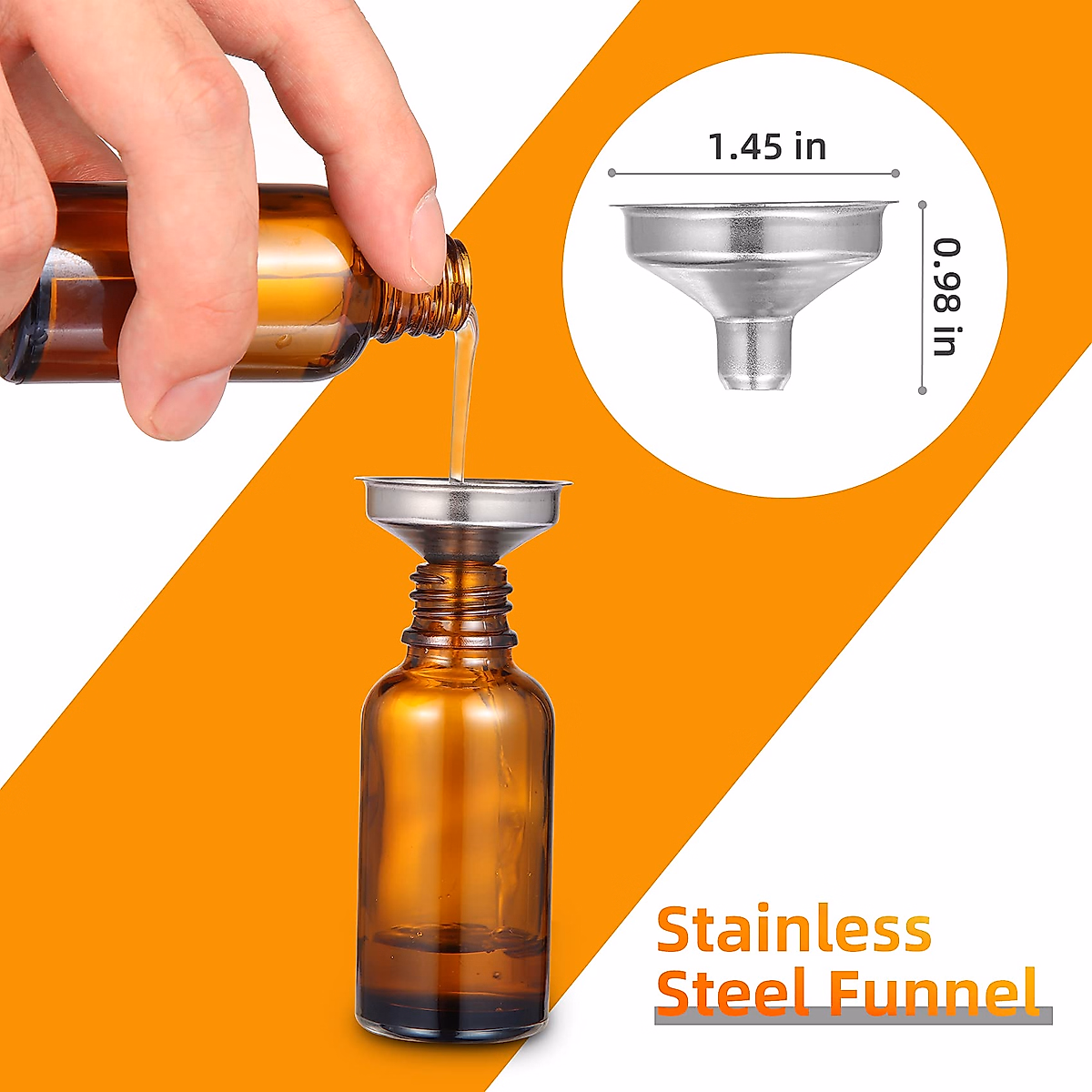 Fashionwu Dropper Bottle 1 oz, 24 Pieces Eye Dropper Bottle, 30ml Amber Glass Bottle for Essential Oils, Liquids, Essential Oil Dropper Bottle with 3pcs Stainless Steel Funnels, Long Glass Dropper