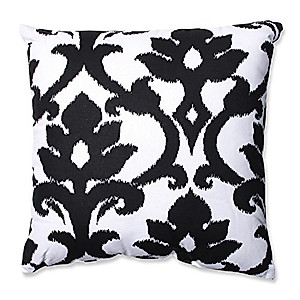 Pillow Perfect Paisley Outdoor/Indoor Throw Pillow Plush Fill, Weather, and Fade Resistant, Throw - 18.5" x 18.5" Black/White Azzure,