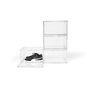 Shoe Display Case, Stackable Plastic Sneaker Box Container, Shoe Box, Clear Plastic Stackable, Clear Shoe Organizer for Closet, Clear Shoe Boxes
