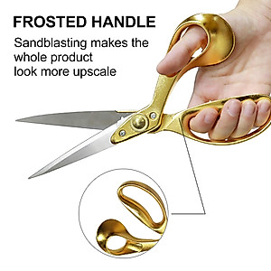 Fabric Scissors, 10 Inch Sewing Scissors, Professional Leather Craft Tailor Scissors, Comfortable Golden Frosted Handles, Heavy Duty Scissors for Fabric Leather Cutting (Gold)