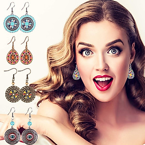 Duufin 20 Pairs Bohemian Vintage Drop Dangle Earrings Boho Earrings Set Statement Earrings National Style Alloy Long Boho Dangle Earrings for Women