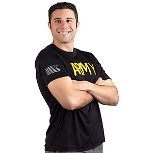 Army Wicking PT Style Shirt | U.S. Military Performance Training Workout T-Shirt-(Poly,L)
