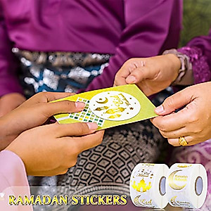 1000 Pcs Ramadan Stickers 1.5 Inch Eid Mubarak Stickers Ramadan Kareem Stickers Ramadan Mubarak Stickers Islamic Muslim Gift Labels Ramadan Kareem Labels for Eid Party Decorations Supplies, 8 Styles